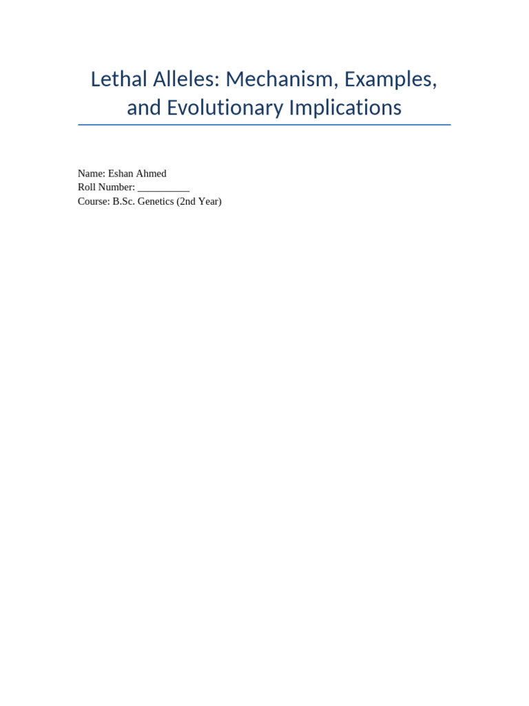 Lethal Alleles Assignment Updated | PDF | Zygosity | Allele