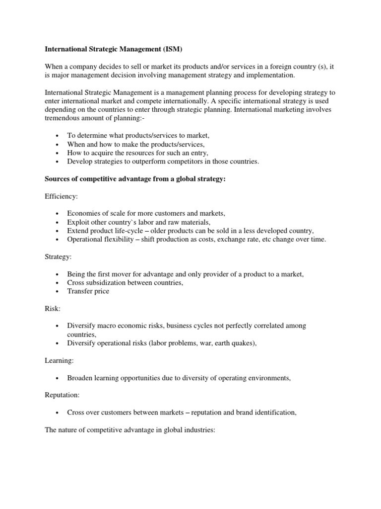 International Strategic Management Overview | PDF | Strategic ...
