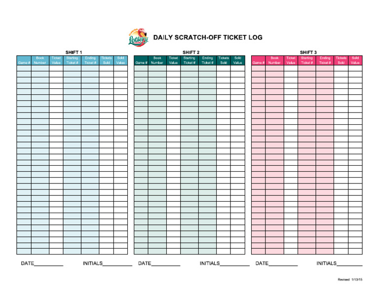 FL Lottery- Daily Scratch-Off Inventory Log | PDF