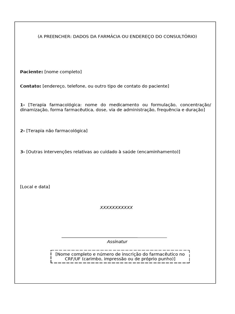Modelo de Receituário Farmacêutico | PDF