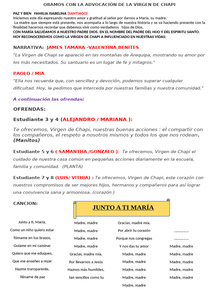 Oracion Virgen de Chapi | PDF | María, madre de Jesús | Oración