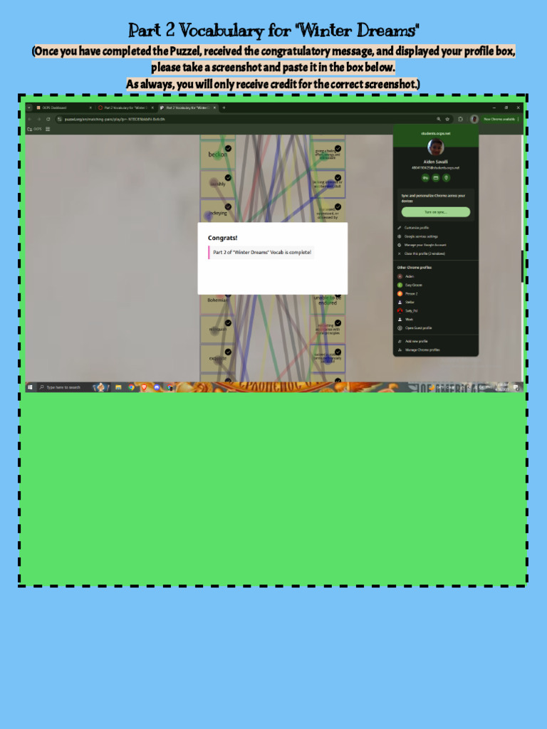 Copy of Part 2 Vocabulary for _Winter Dreams | PDF