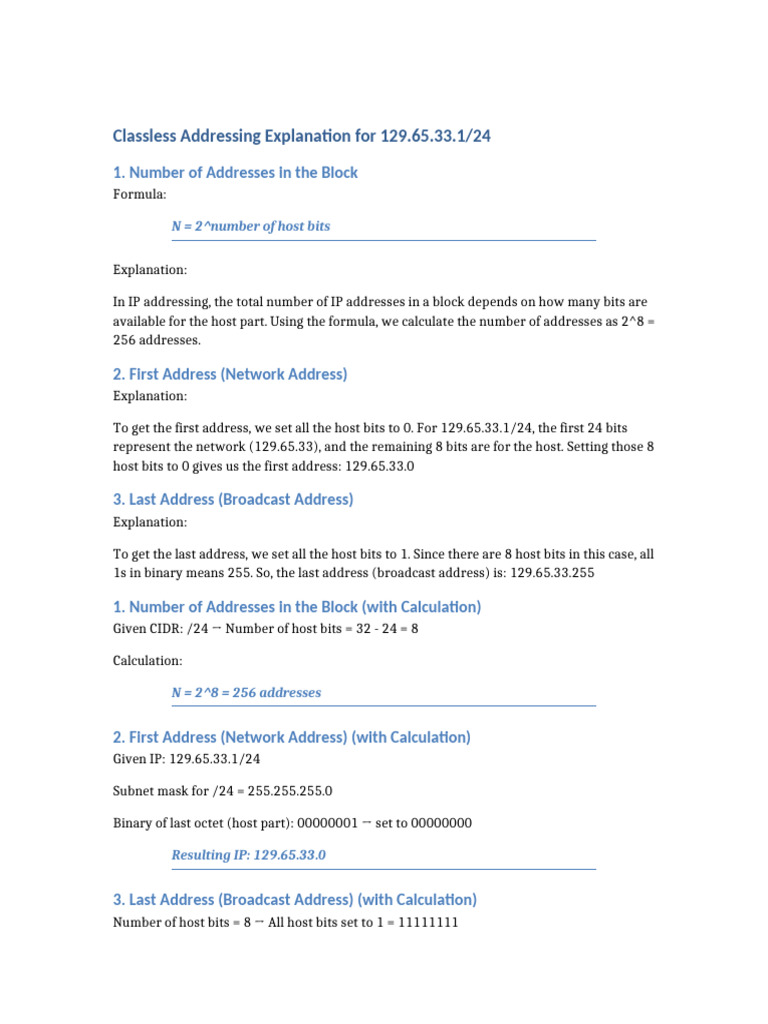 Classless_Addressing_Explanation_With_Calculation | PDF