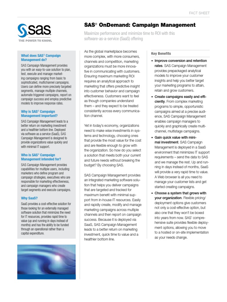 Sas Campaign | Sas (Software) | Software As A Service
