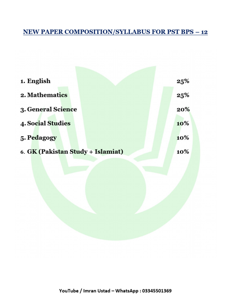 PST (BPS-12) - Imran Ustad - 03345501369 | PDF | English Language