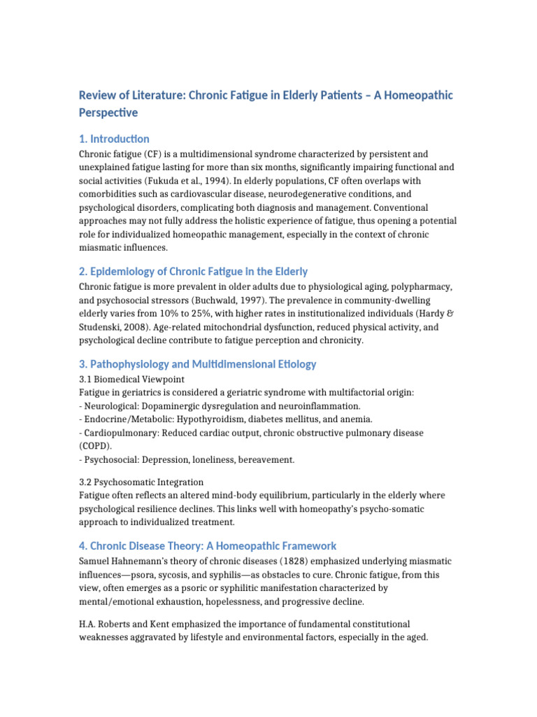 Chronic Fatigue Homeopathy Review | PDF | Homeopathy | Chronic Condition