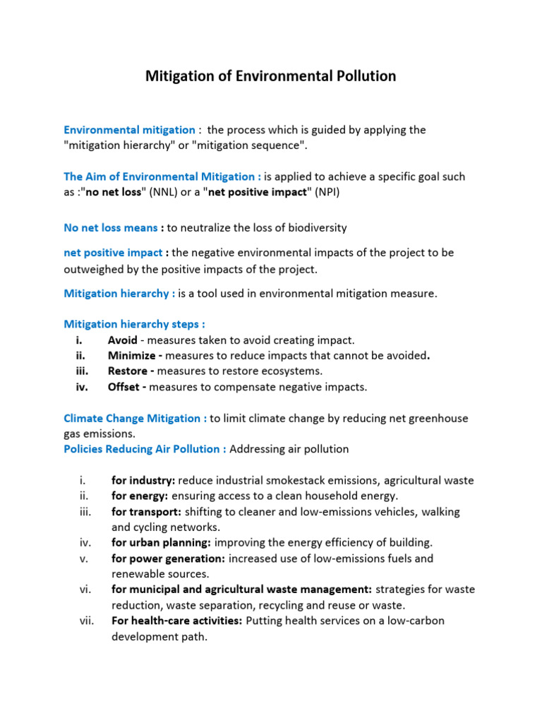 Environmental Pollution Mitigation Strategies | PDF
