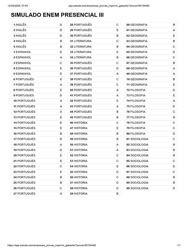 Simulado Enem III | PDF