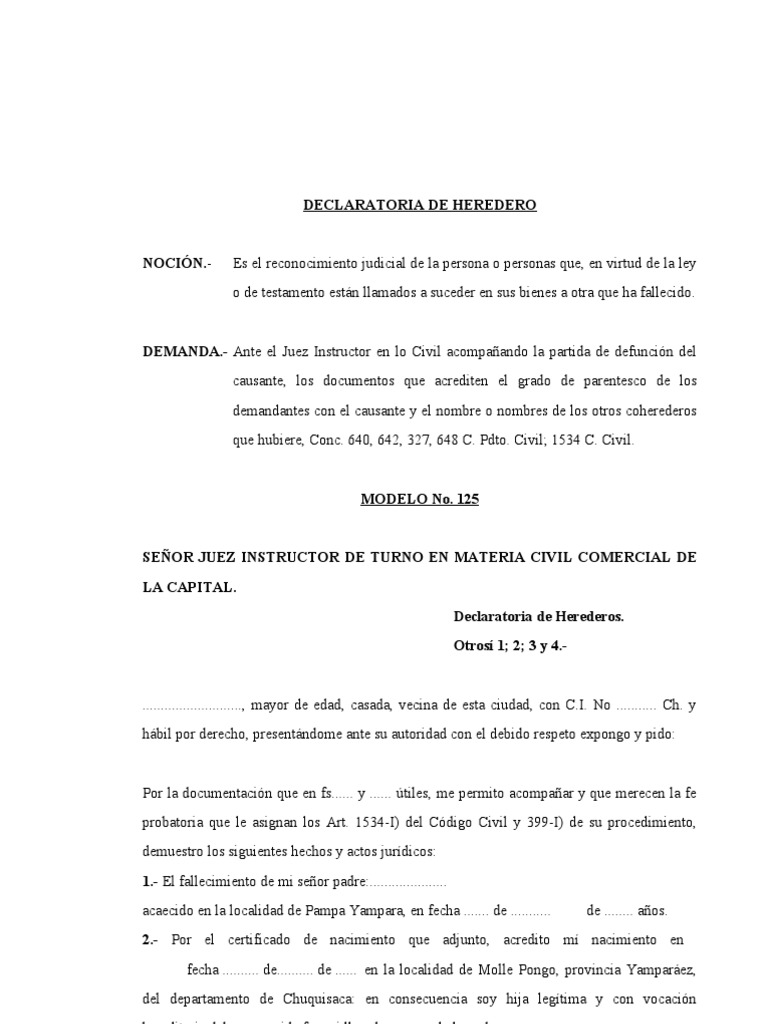 Declaratoria de Herederos | PDF | Herencia | Matrimonio