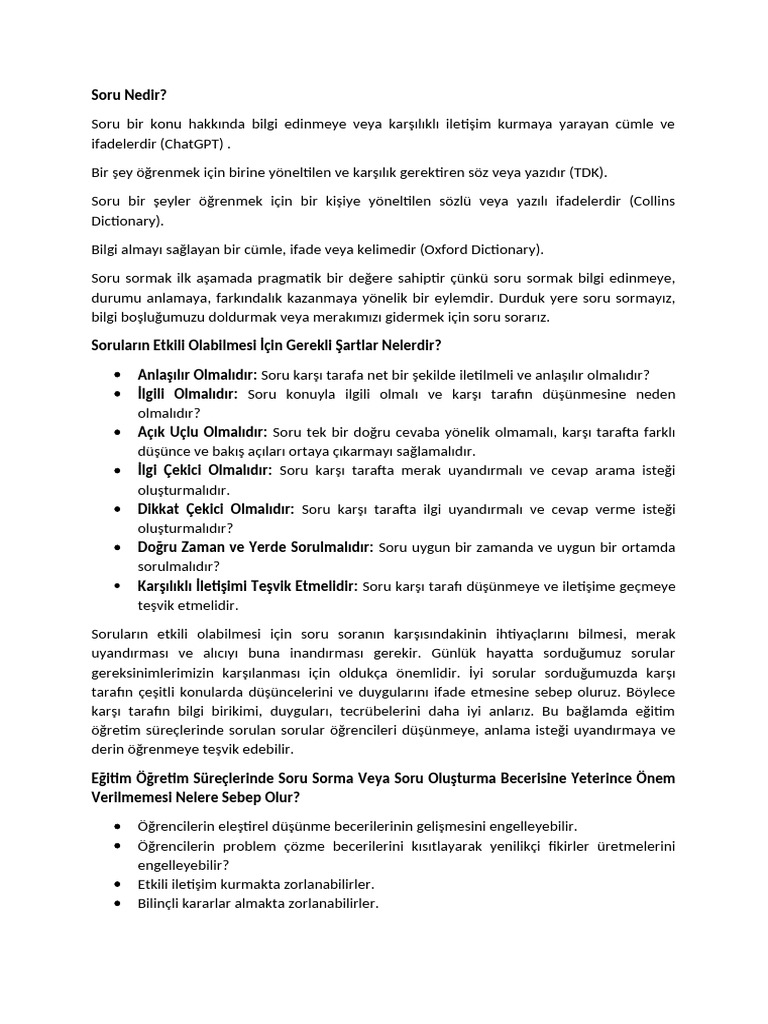 Temel Sorular SUNUM BAŞLIKLARI | PDF