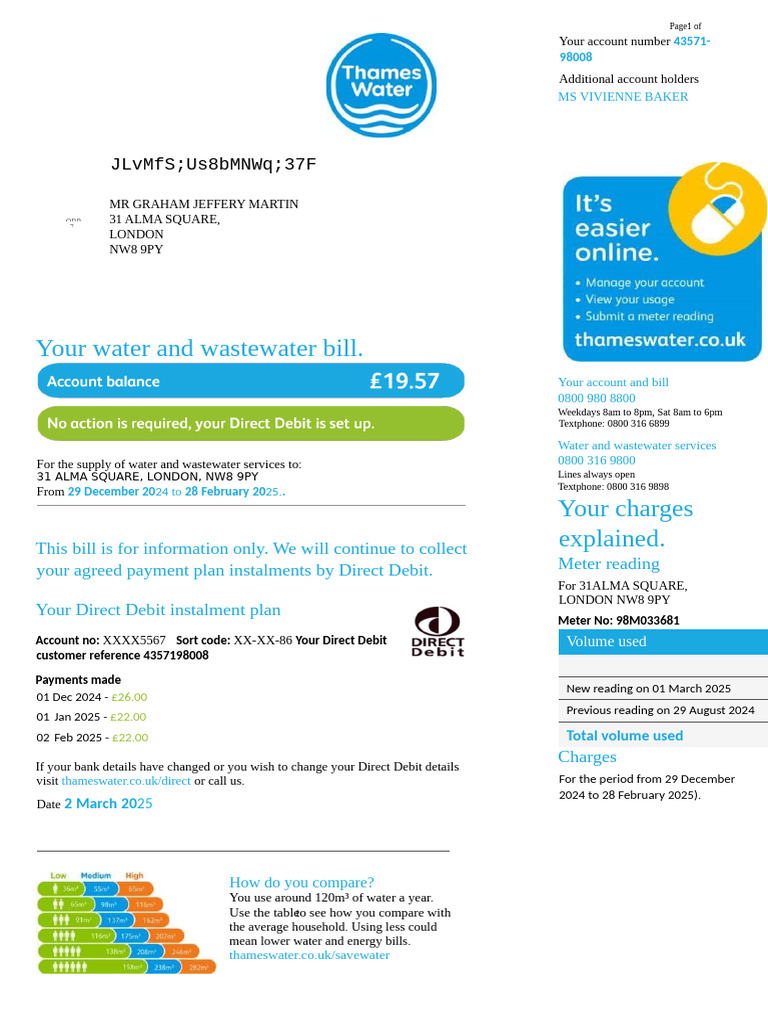 Thames Water Bill | PDF | Water | Water Supply