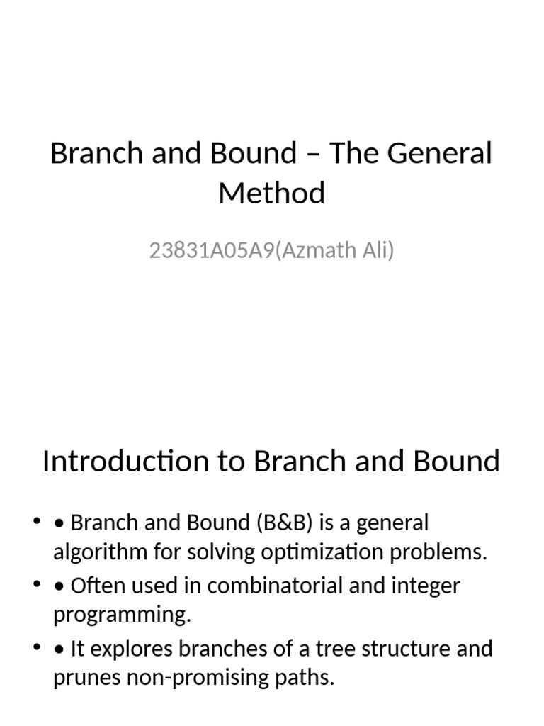 Branch and Bound Method Overview | PDF