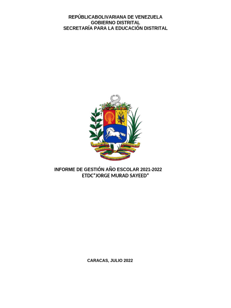 Informe de Gestión Escolar 2021-2022 ETDC | PDF | Defensa Civil | Escuelas