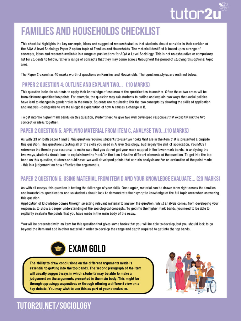 Families and Households Checklist | PDF | Family | Gender Studies