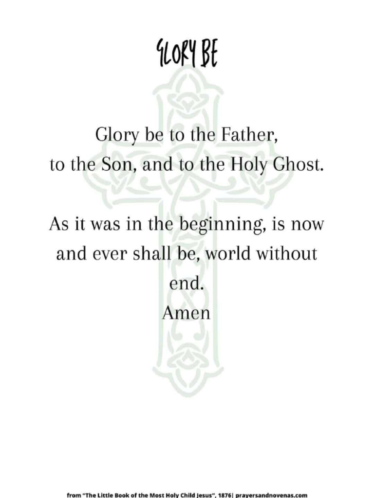 Glory Be Prayer Printable 1080x1398 | PDF