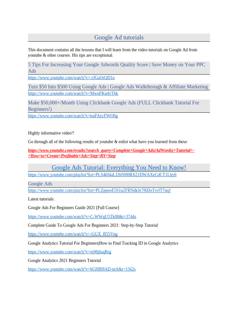 Google Ad Tutorials | PDF | Websites | Google