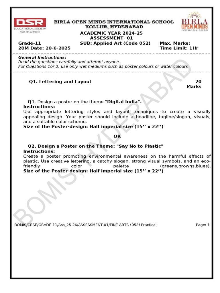 GR 11 Term 2 Fine Arts Practical QP | PDF