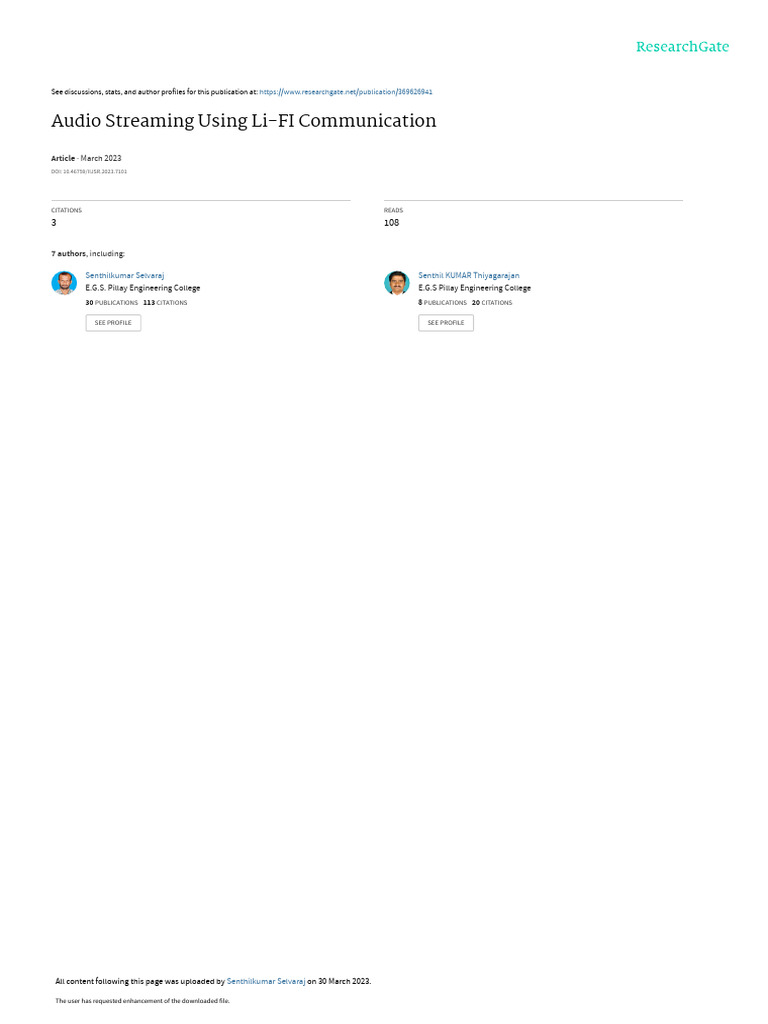 Audio Streaming Using Li-Fi Communication | PDF | Radio | Wi Fi