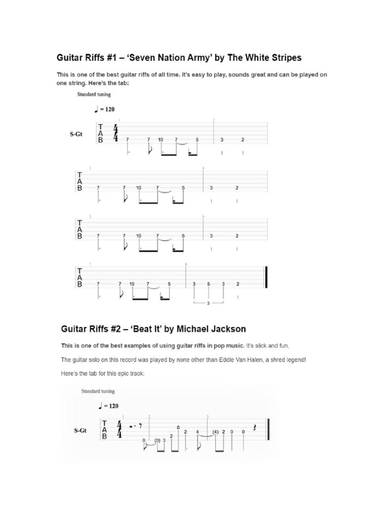 Easy Guitar Riffs | PDF