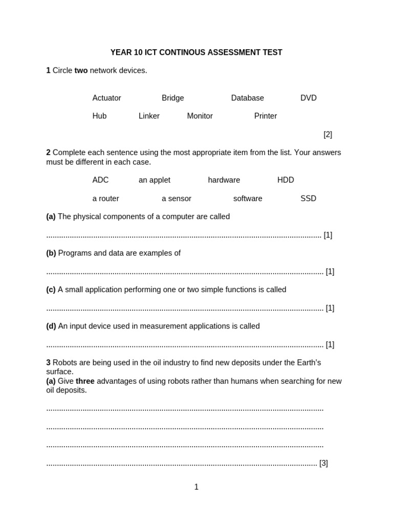 Year 10 Term 3 Ict Cat QP | PDF | Computer Science | Computing