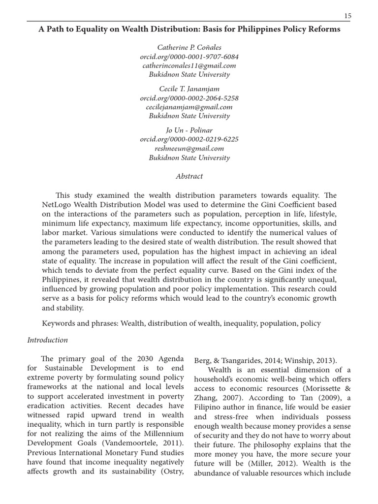 A Path To Equality On Wealth Distributio | PDF | Gini Coefficient ...