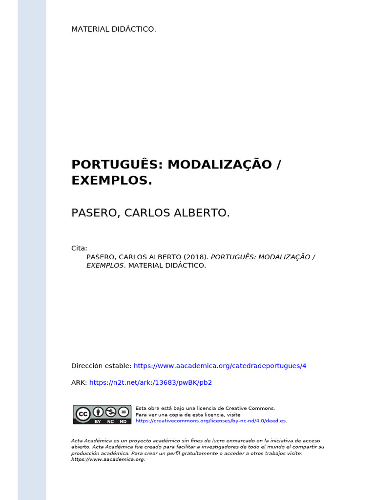 Pasero, Carlos Alberto (2018) - Português Modalização Exemplos | PDF ...
