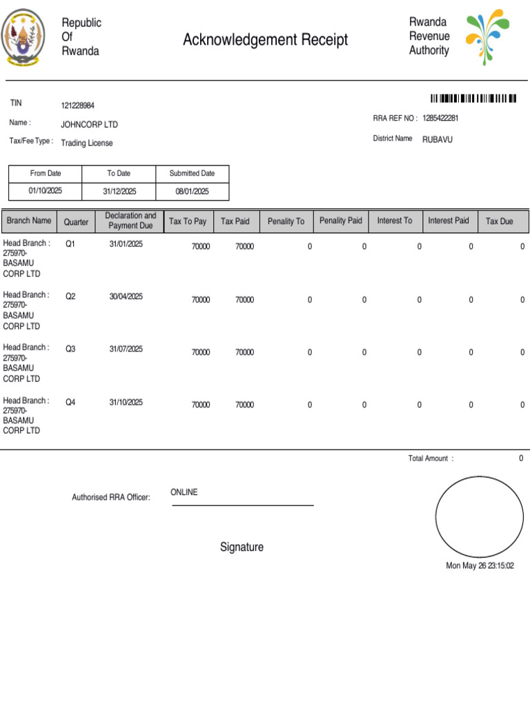 JOHNCORP Free1 Declaration Acknowledgement - 128575905 1 | PDF