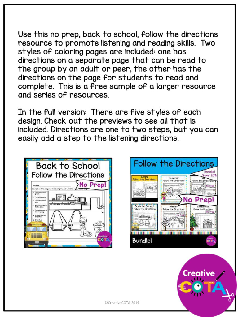 Listening Skills Coloring Worksheets | PDF