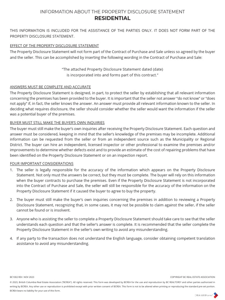 Property Disclosure Statement PDS - Residential | PDF