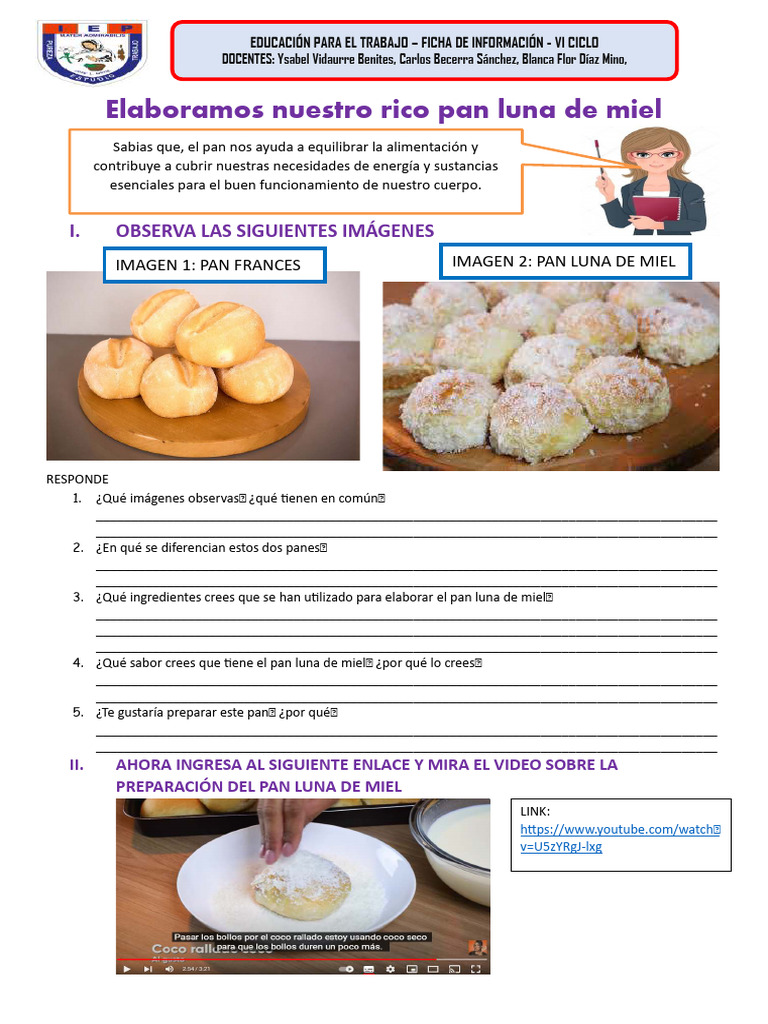 Actividad Pan Luna de Miel | PDF | Panes | Alimentos