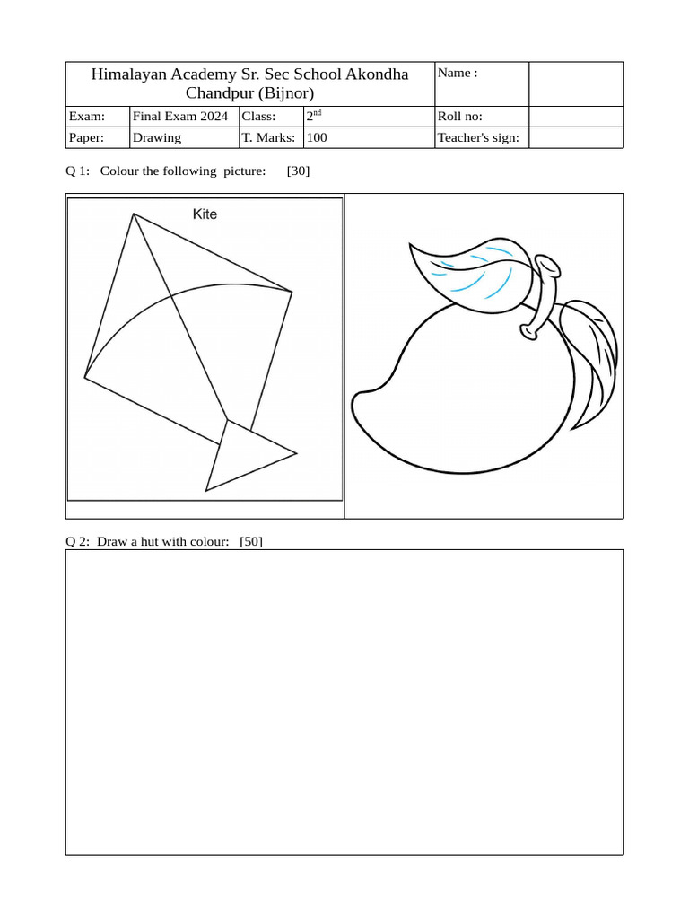 Drawing Class 2 Paper SA 2 | PDF
