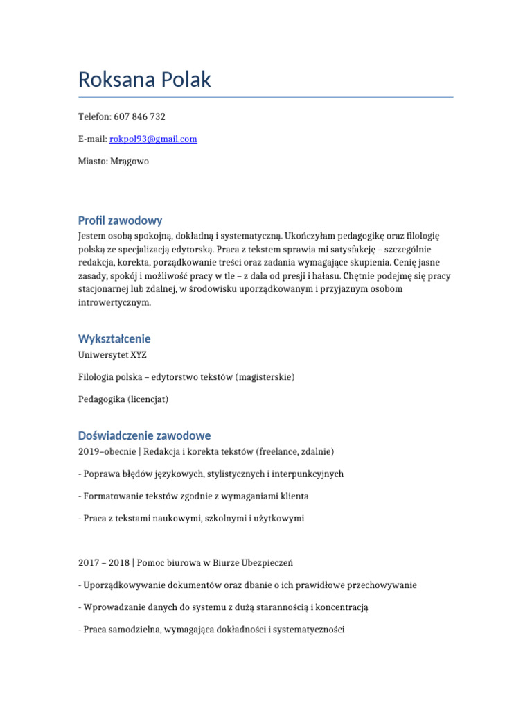 CV Anna Nowak Aktualizacja | PDF