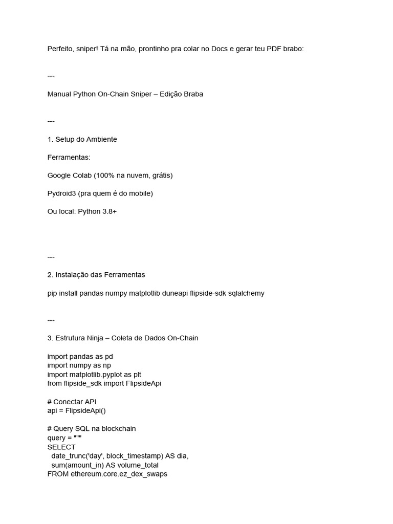 Python e SQL Pra Dados on Chain | PDF