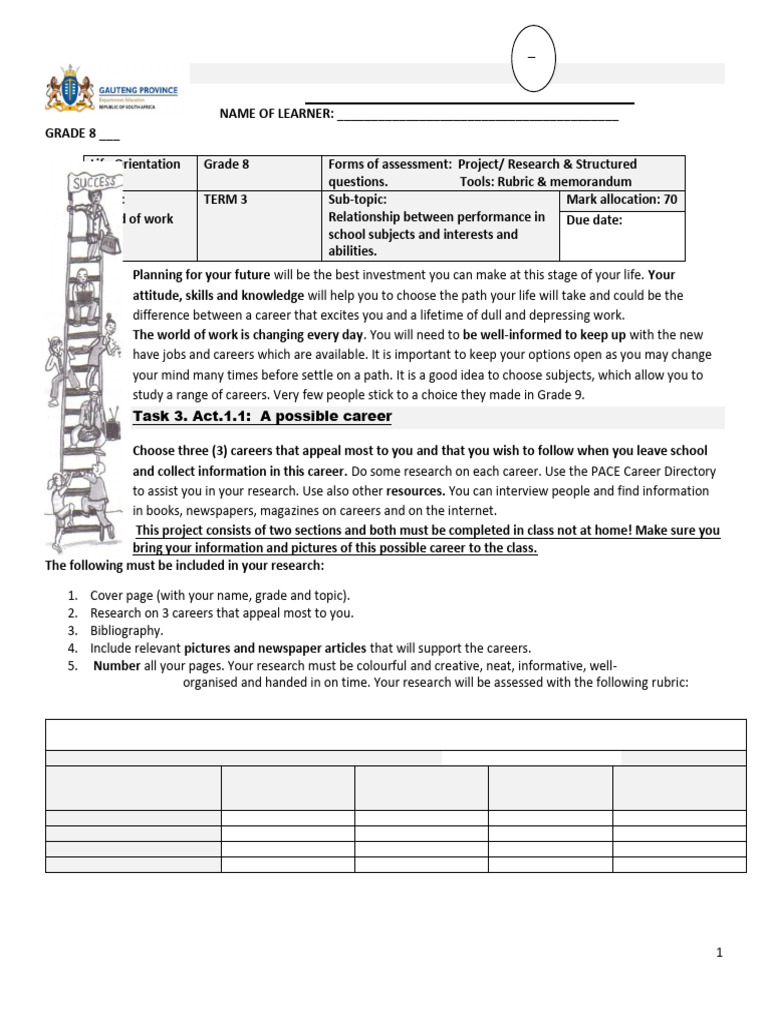 Grade 8 Career Project Guide | PDF | Engineering