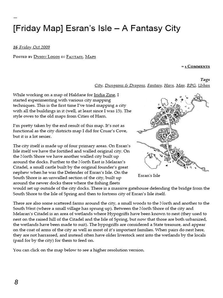 (Friday Map) Esran's Isle - A Fantasy City - Dyson's Dodecahedron | PDF