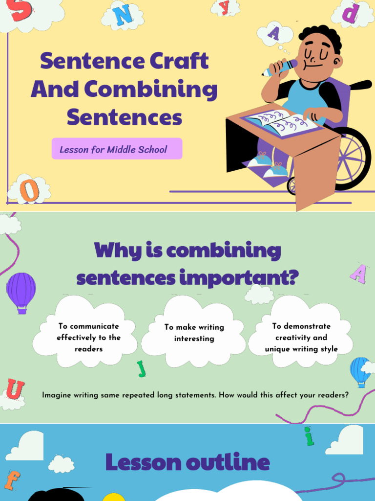 Sentence Craft and Combining Sentences Lesson For Middle School | PDF ...