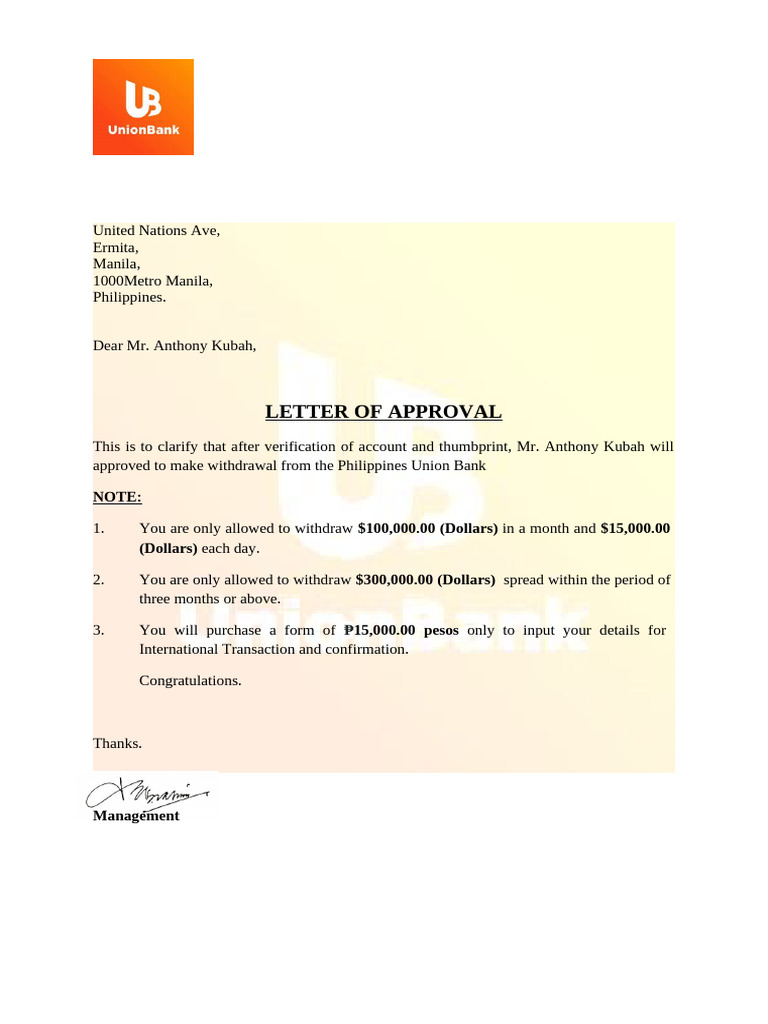 LETTER of APPROVAL Loveday Phillinpine | PDF