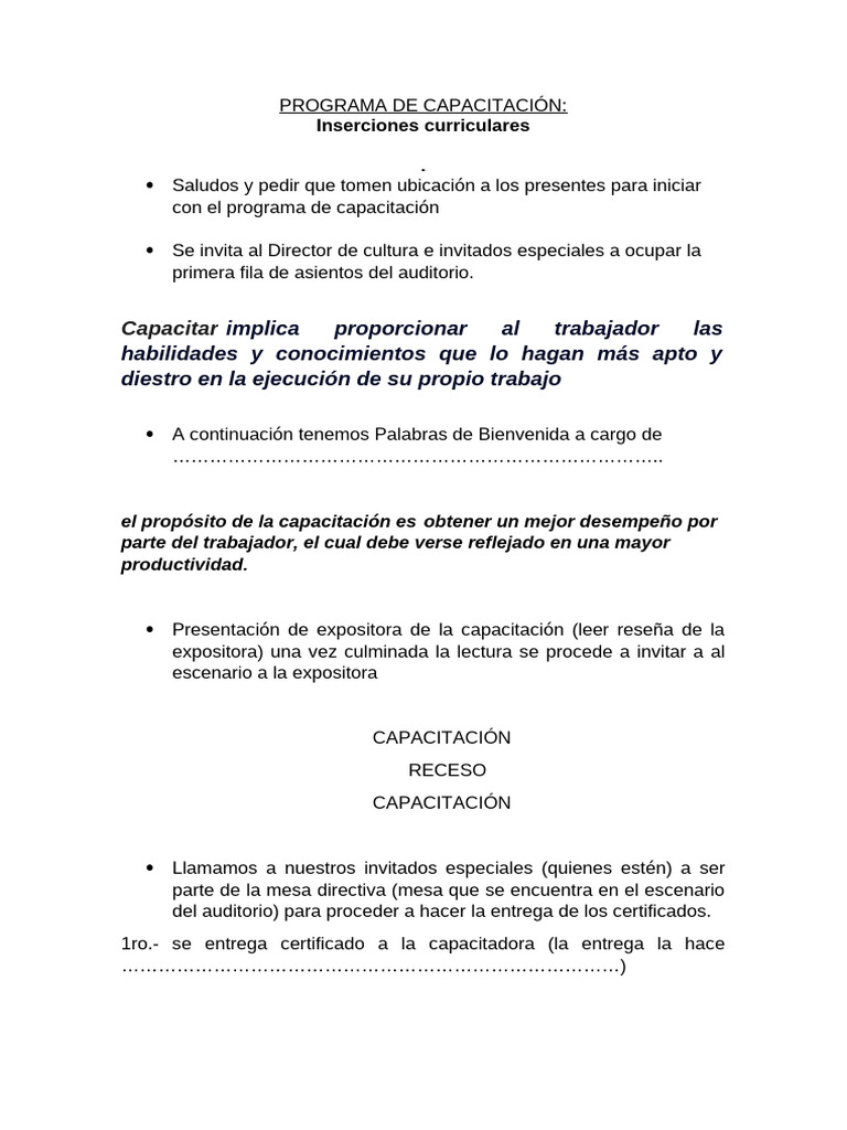 Programa de Capacitación Laboral 2023 | PDF