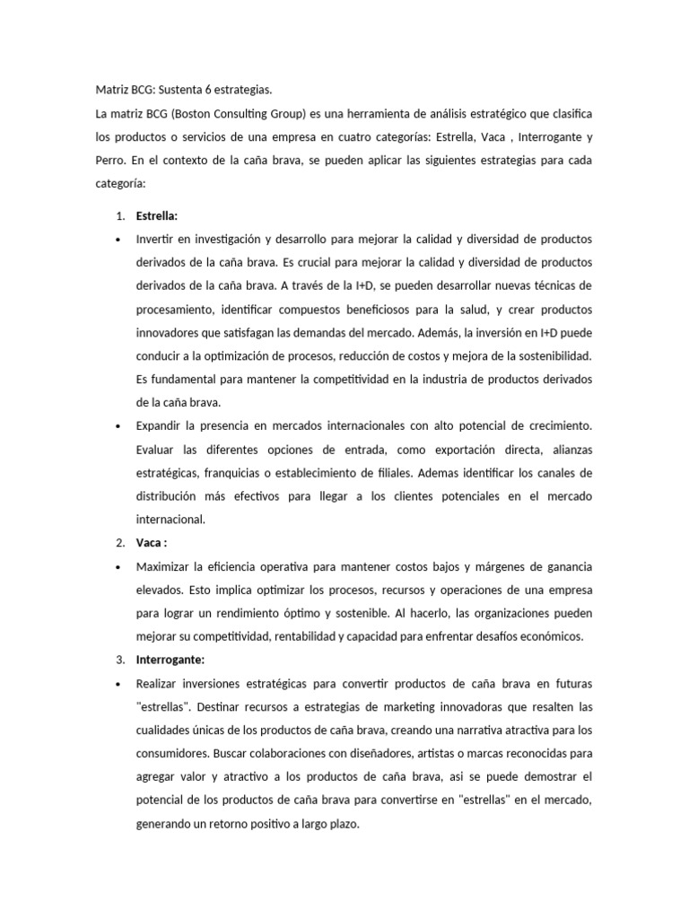 Matriz BCG | PDF | Investigación y desarrollo | Business