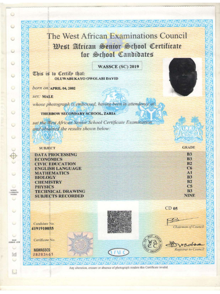 Waec Certificate | PDF