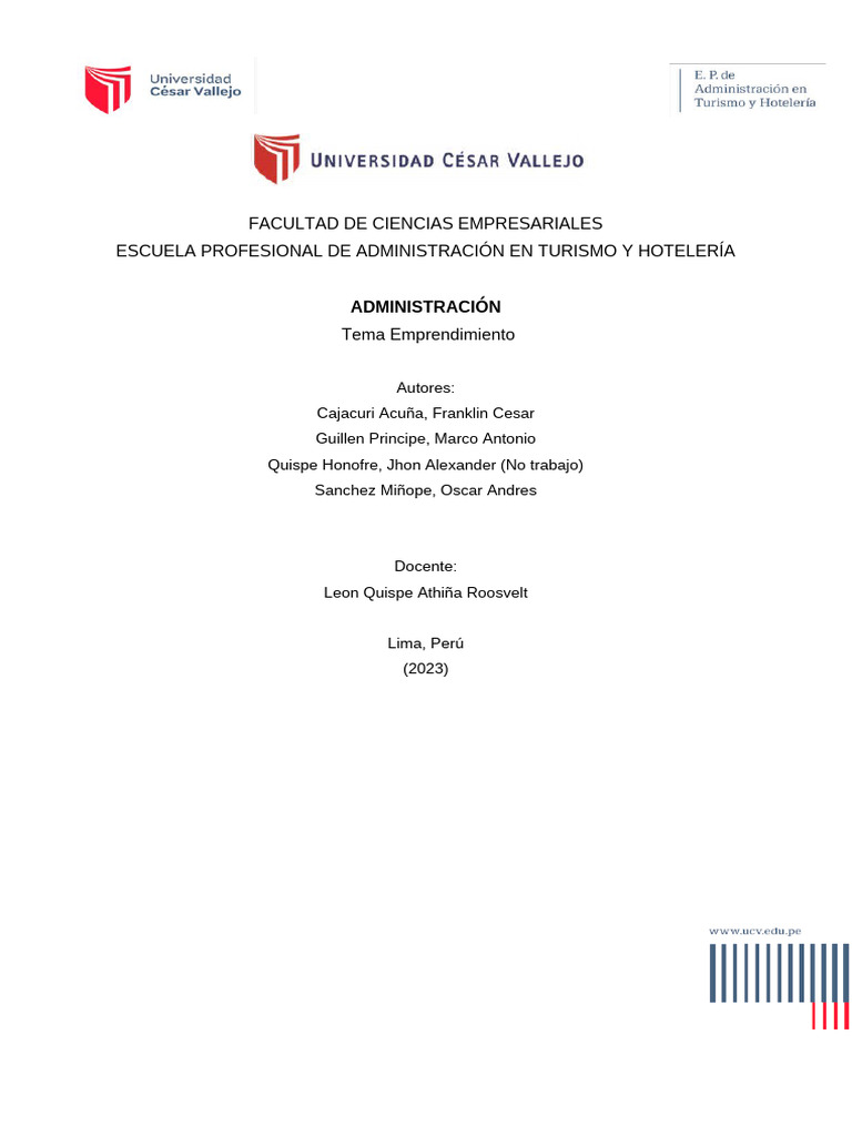 ADMINISTRACION Proyecto | PDF | Hotel | Iniciativa empresarial