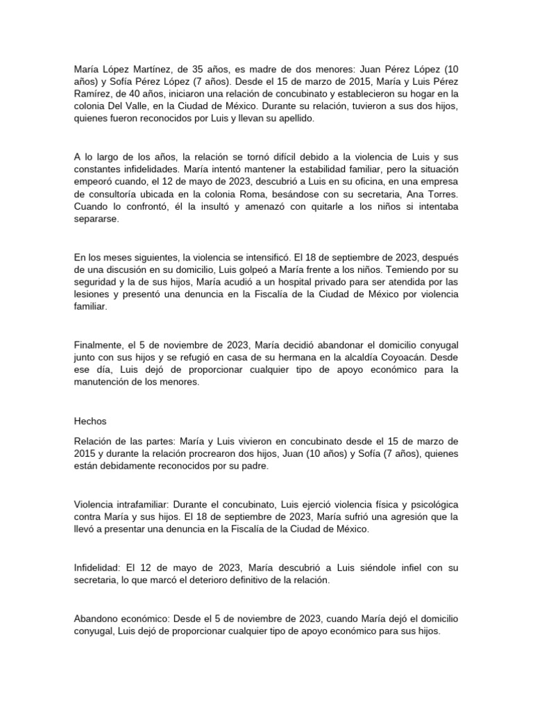 María López: Violencia y Abandono Económico | PDF