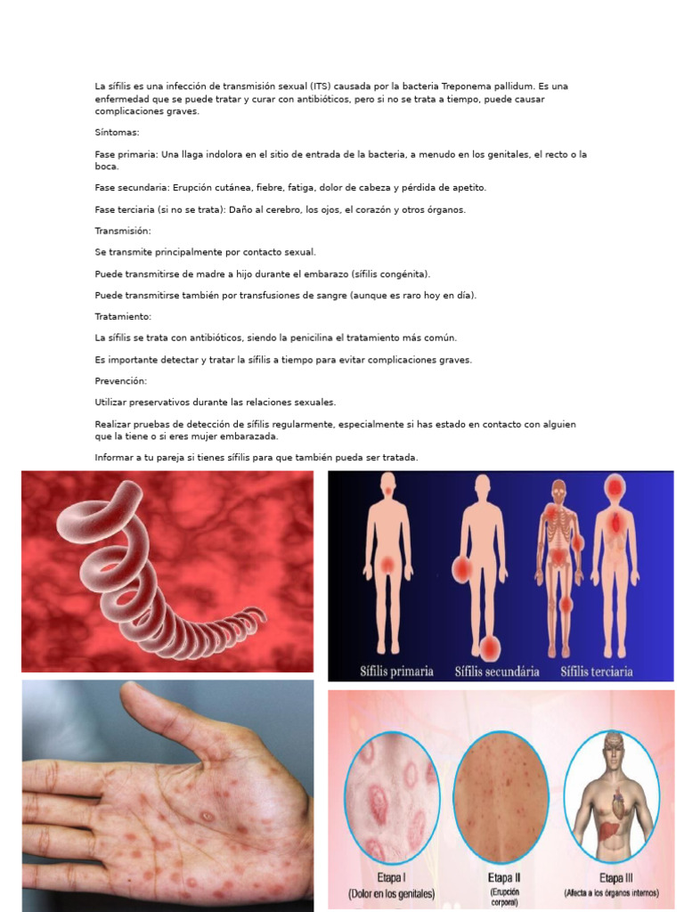 Sífilis: Síntomas, Tratamiento y Prevención | PDF