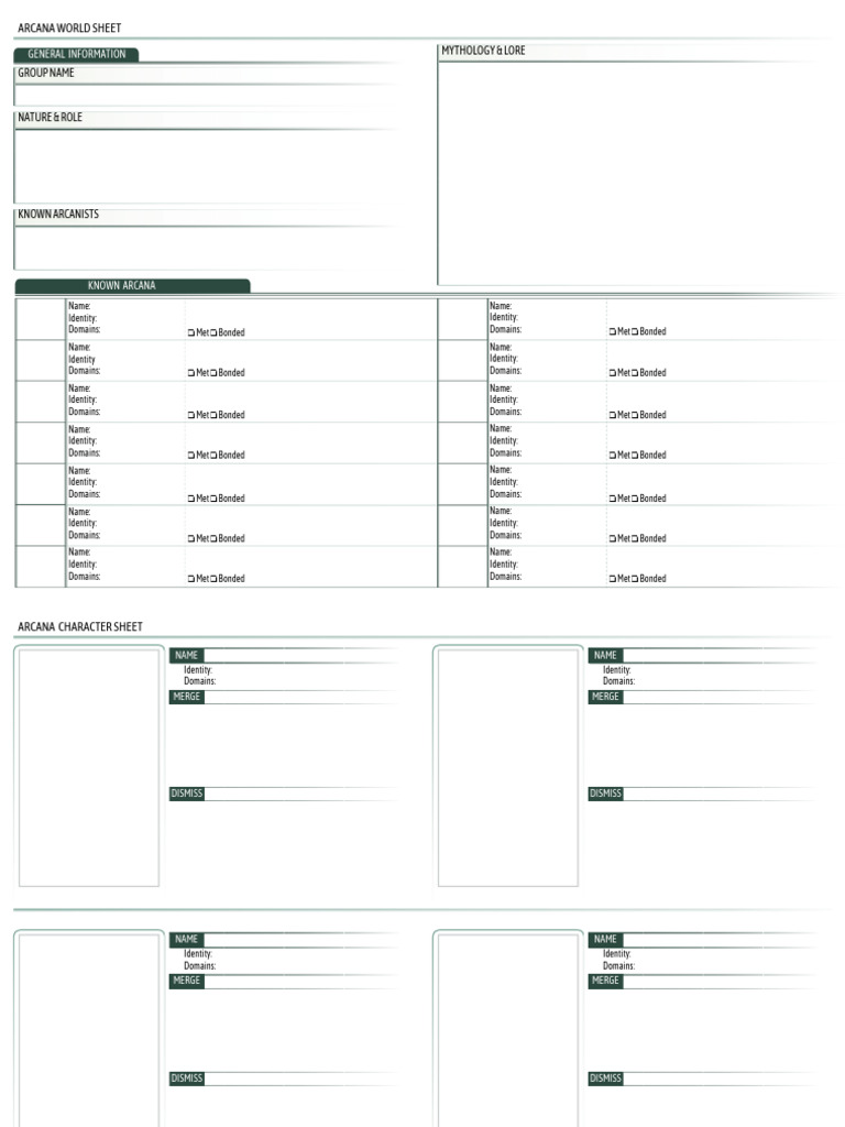FU Arcana Sheets | PDF