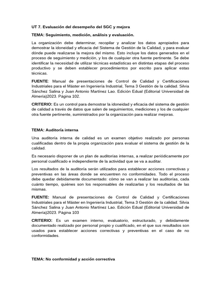 Evaluación y Mejora del SGC en Calidad | PDF | Gestión de la calidad ...