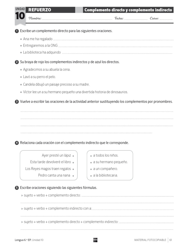 Complemento Directo e Indirecto | PDF