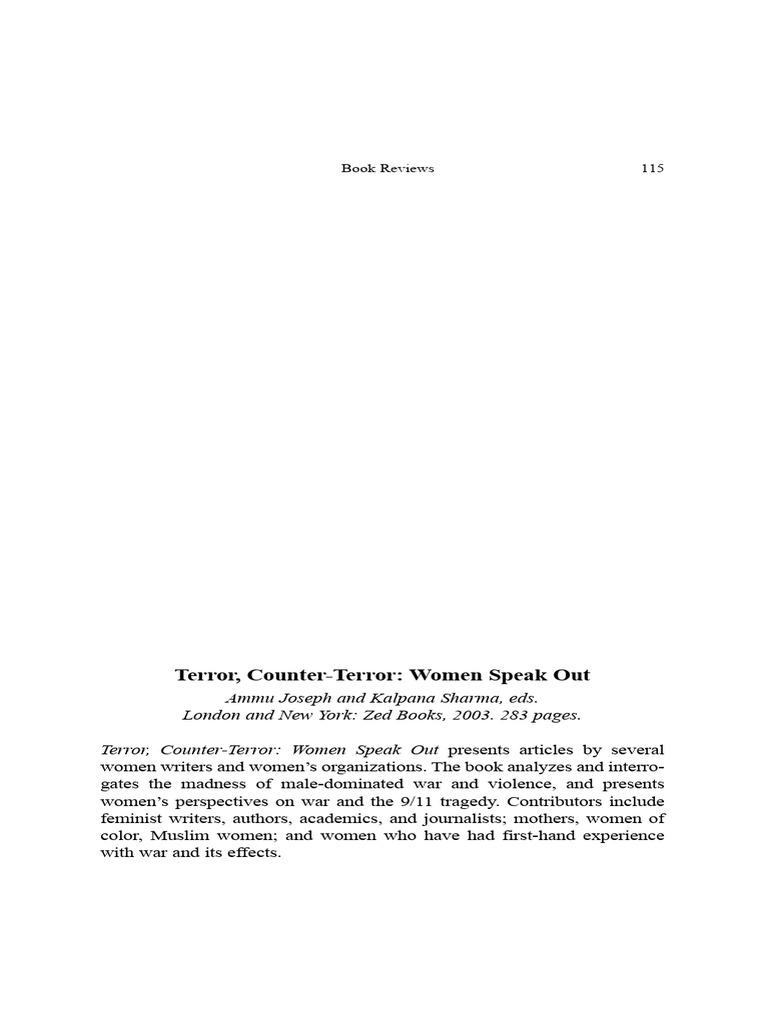 Terror Counter Terror Women Speak Out | PDF