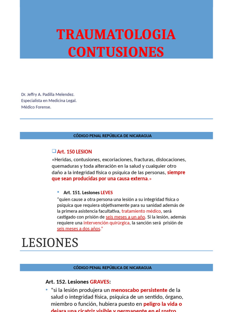 Contusiones. Dr. Jeffry A. Padilla Melendez. | PDF | Herida | Enfermedades y trastornos
