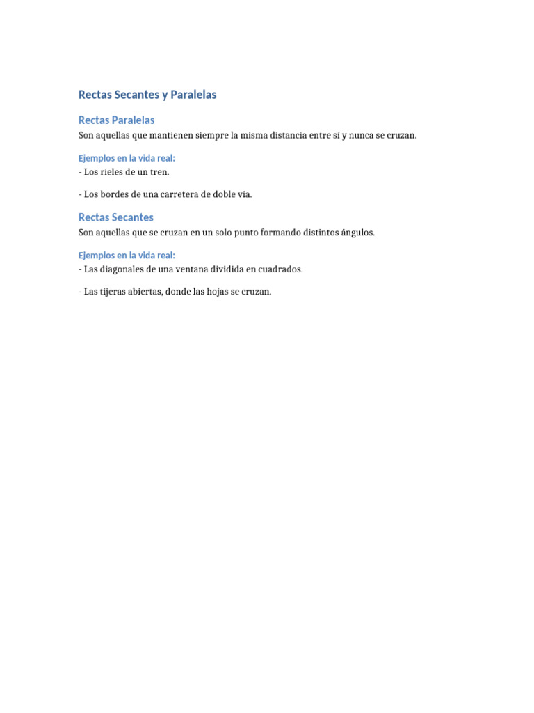 Ejemplos de Rectas Secantes y Paralelas | PDF