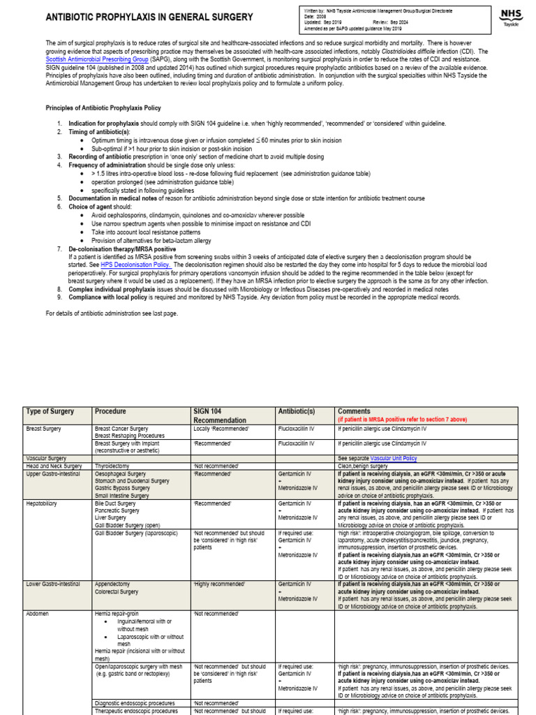 Antibiotic Prophylaxis in Gen Surgery | PDF | Methicillin Resistant ...